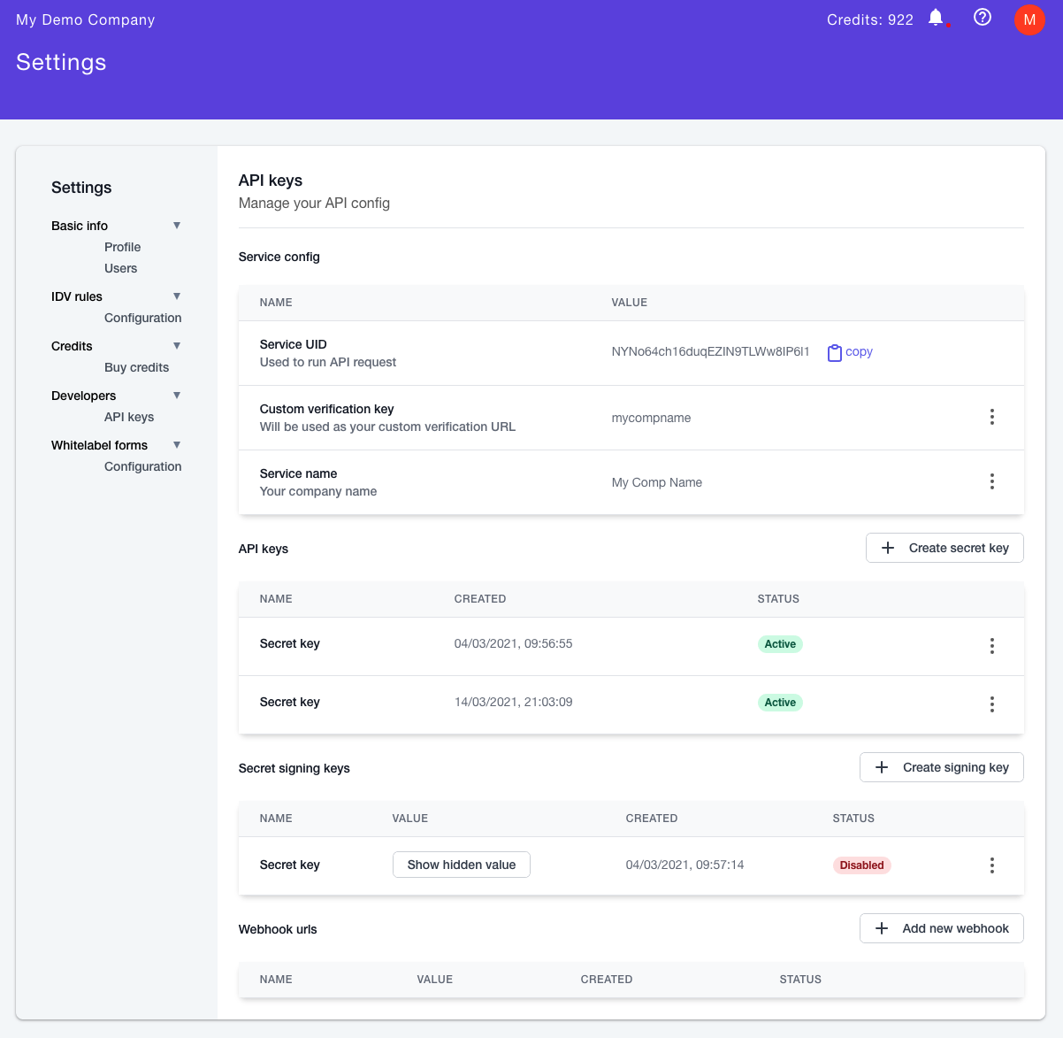 Generate your API keys